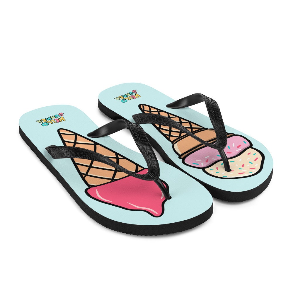 Ice Cream Flip Flops, Baby Blue Ice Cream Sandals, Ice Cream Beachwear ...