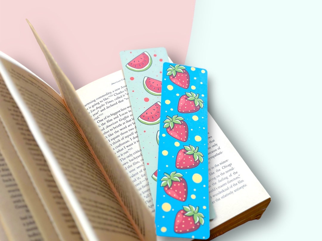 Fruit Bookmarks Strawberry Watermelon Bookmark Double Sided - Etsy