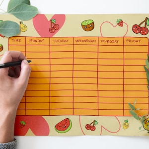 School Timetable, Cute Kawaii Fruit, Daily School Schedule, Kids ...