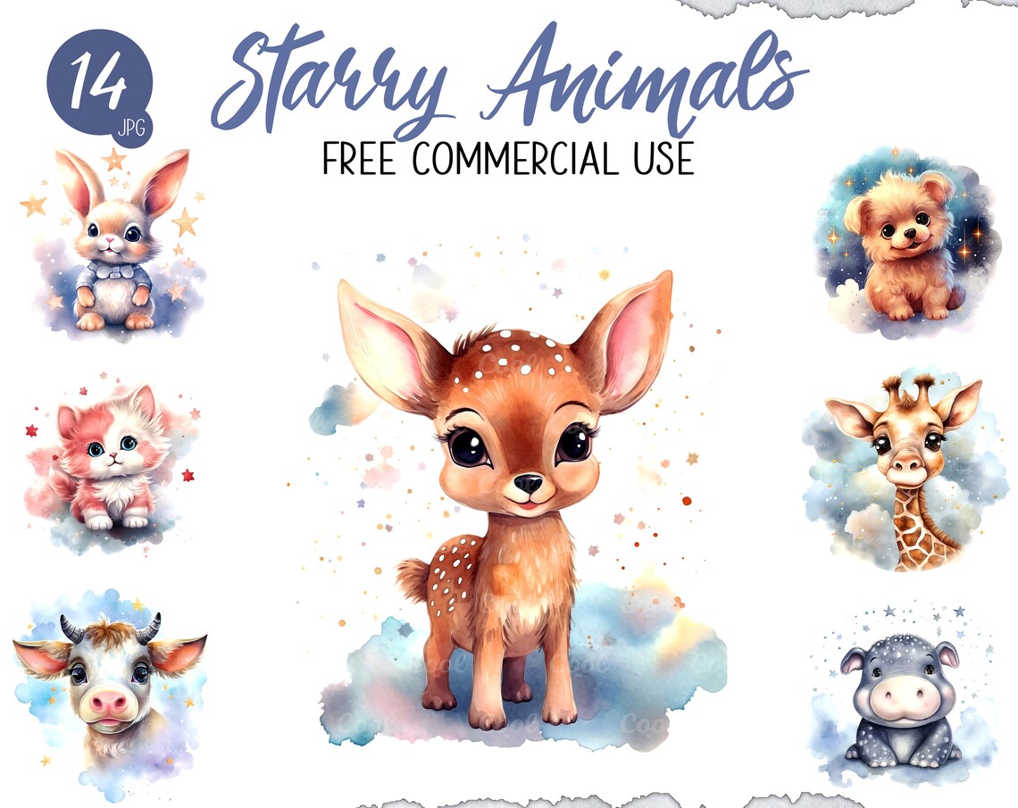 Starry Animal Clipart Bundle, 14 Digital JPG, Constellation Fauna Art ...