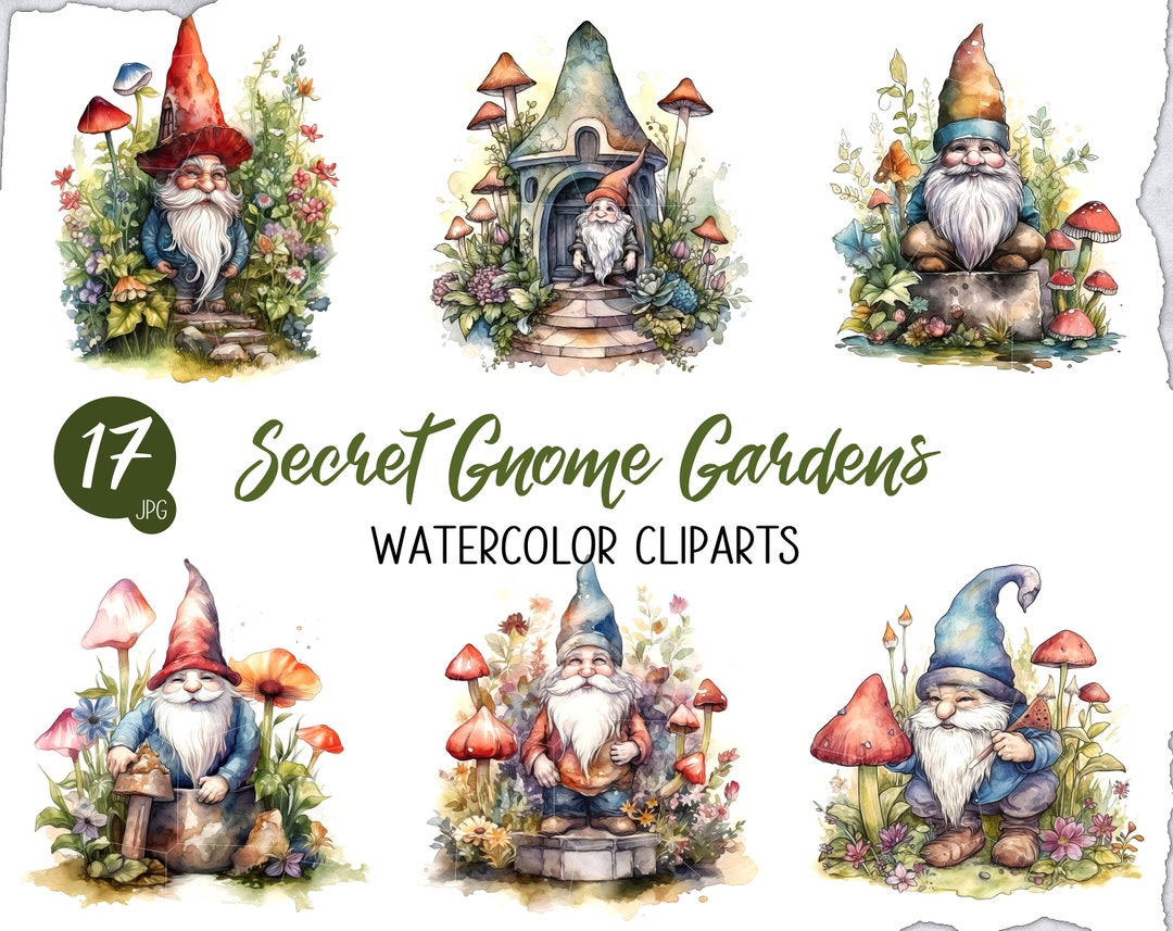 Watercolor Secret Gnome Garden Clipart Bundle, Woodland Fairy Tale JPG ...