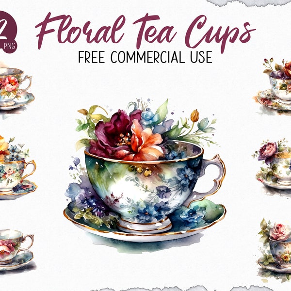 Rainbow Tea Cup Clipart - Etsy
