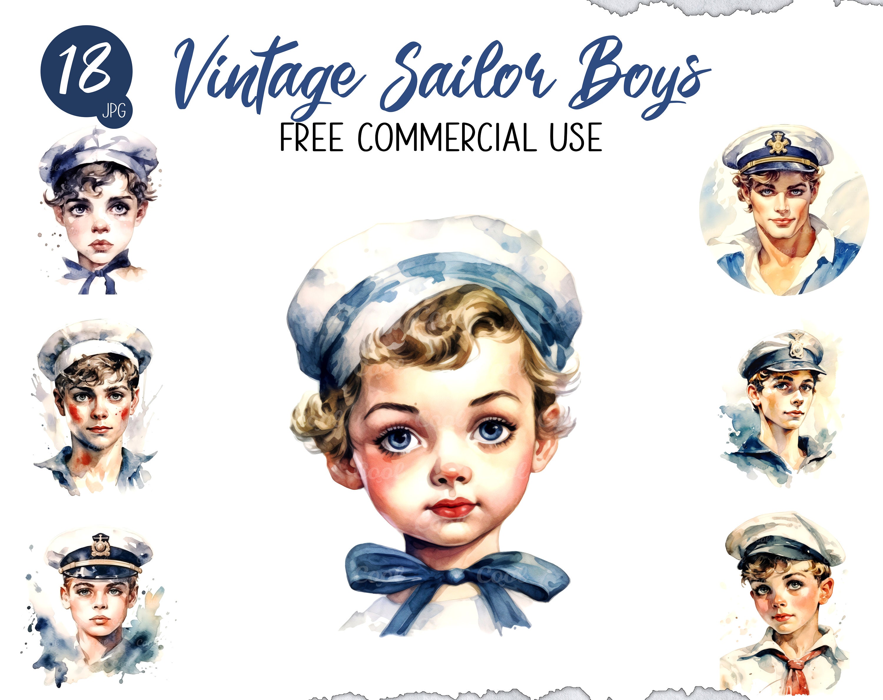 Vintage Sailor Boys Clipart Bundle 18 Digital JPG - Etsy