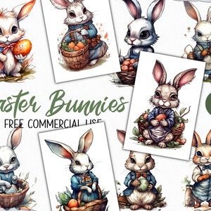Easter Bunny Clipart Bundle 15 Digital PNG Spring Rabbit - Etsy