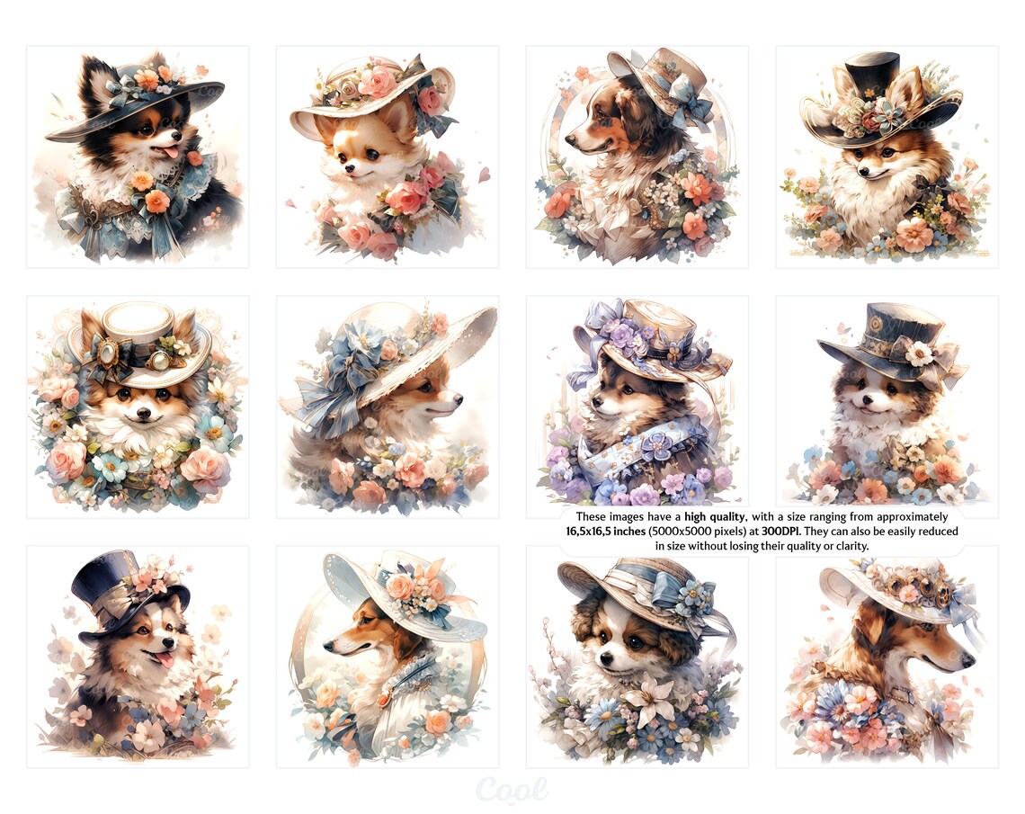 Victorian Dogs Clipart Bundle, 24 Digital JPG, Antique Canine Art ...