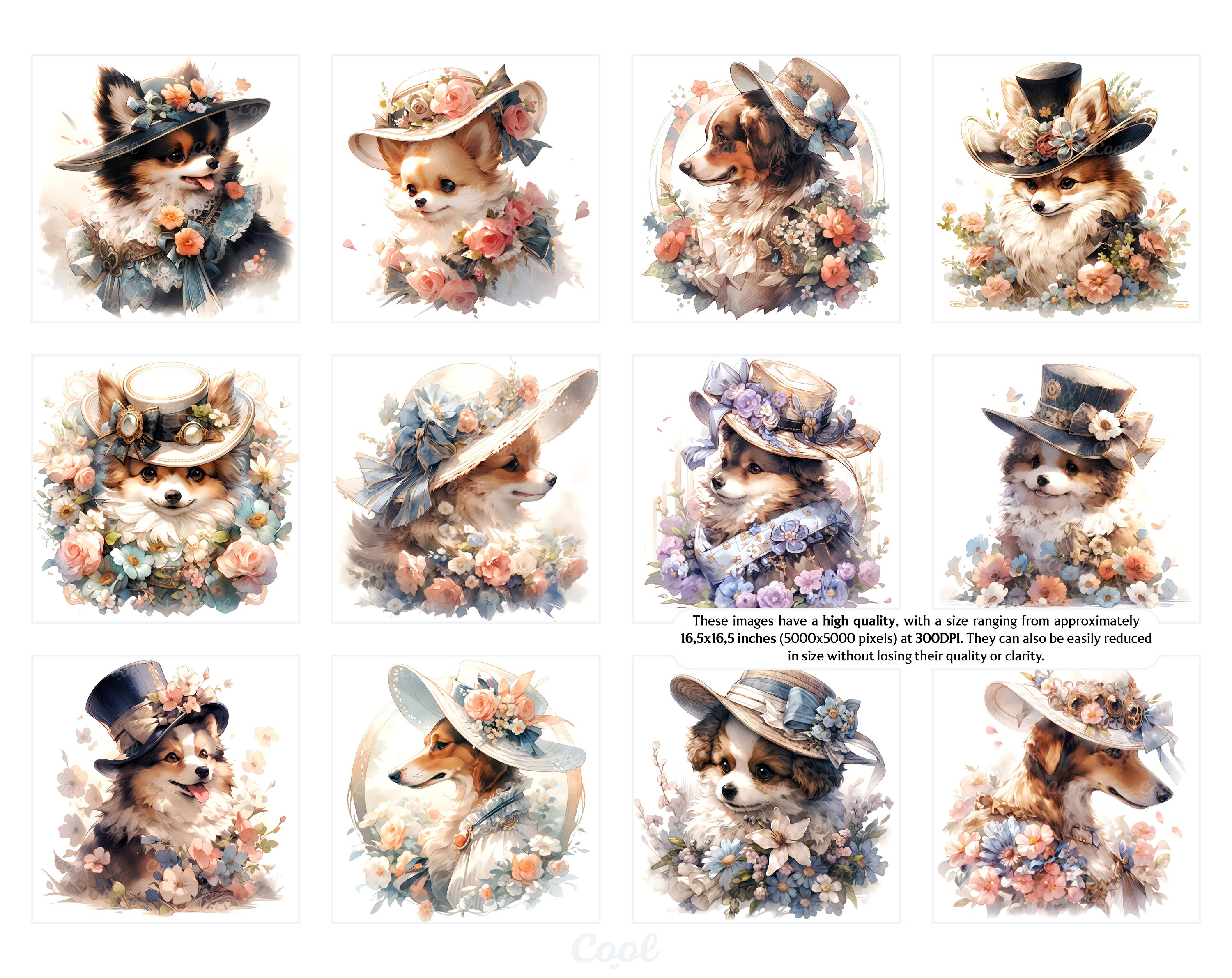 Victorian Dogs Clipart Bundle, 24 Digital JPG, Antique Canine Art ...