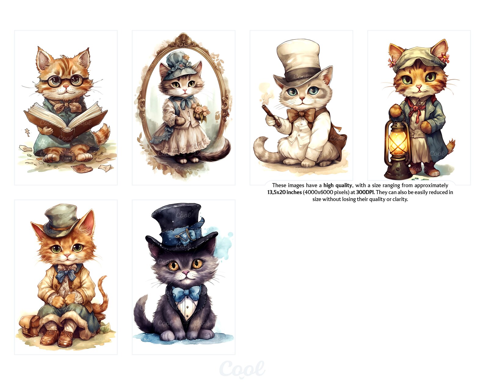 Vintage Cat Collection Clipart Bundle, 22 Digital JPG, Retro Feline Art ...