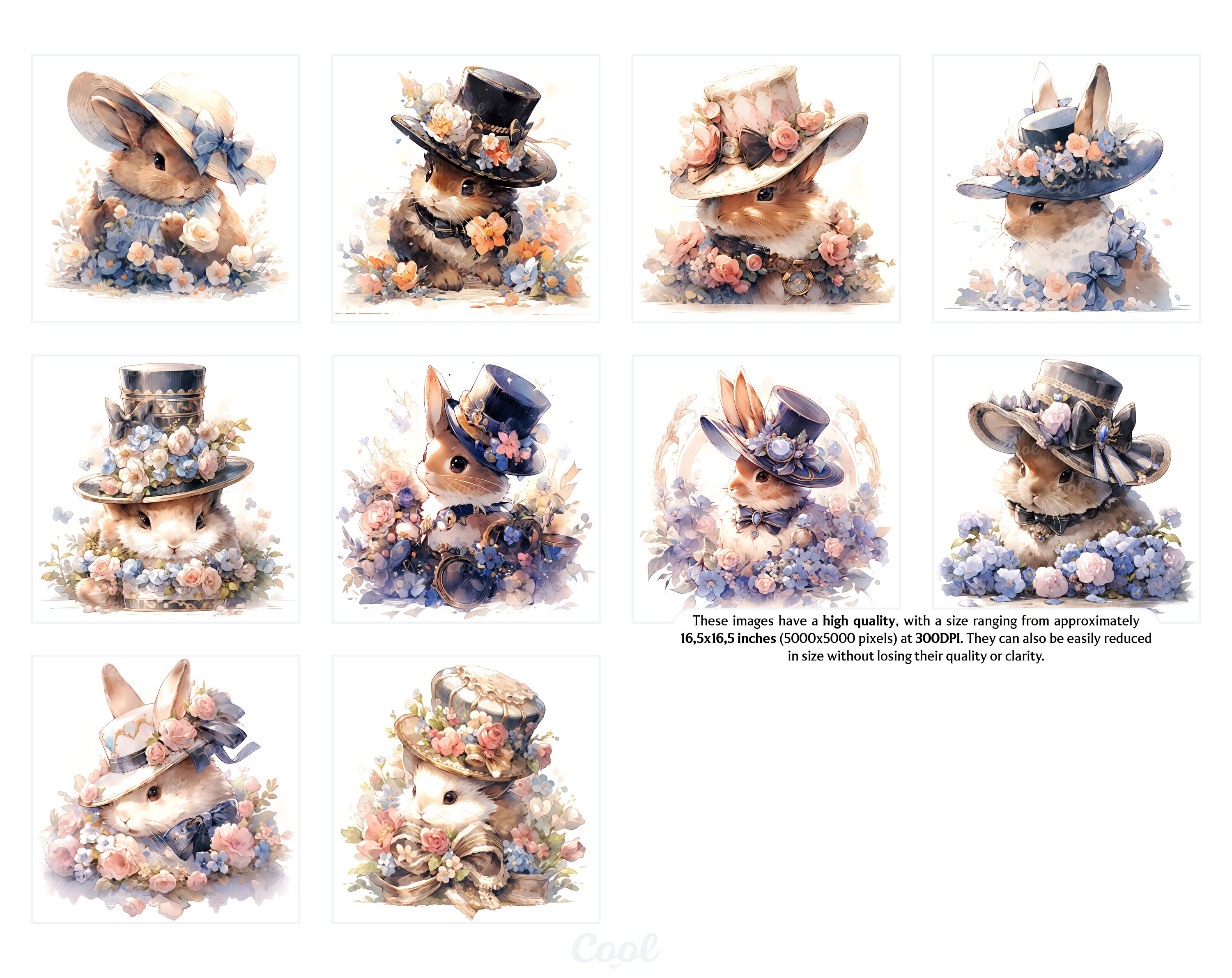 Victorian Rabbits Clipart Bundle, 22 Digital JPG, Vintage Hare Art ...