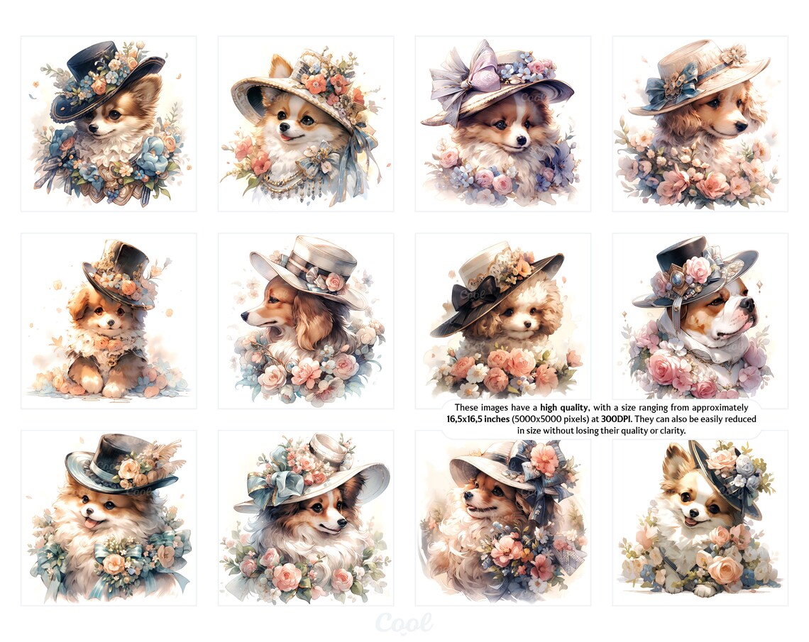 Victorian Dogs Clipart Bundle, 24 Digital JPG, Antique Canine Art ...