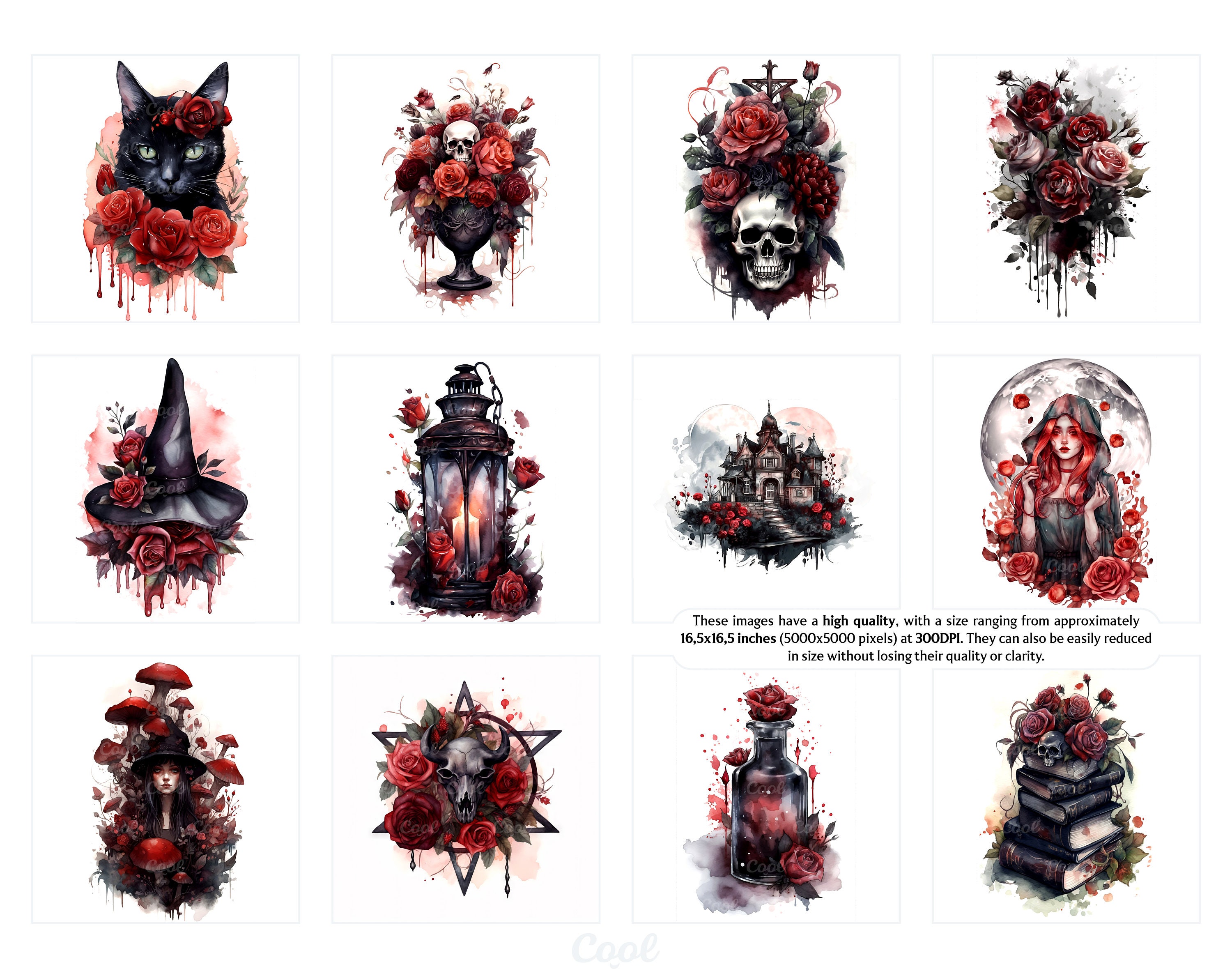 Dark Witch Collection Clipart Bundle, 20 Digital JPG, Magical World ...