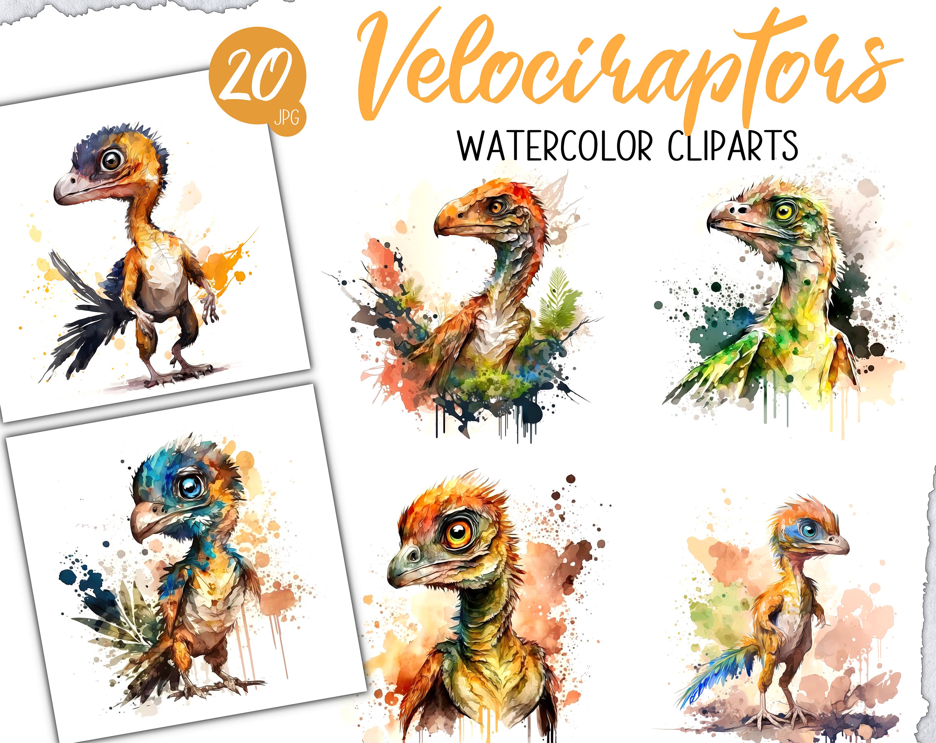 Watercolor Velociraptor Clipart Bundle Raptor Illustration - Etsy Australia