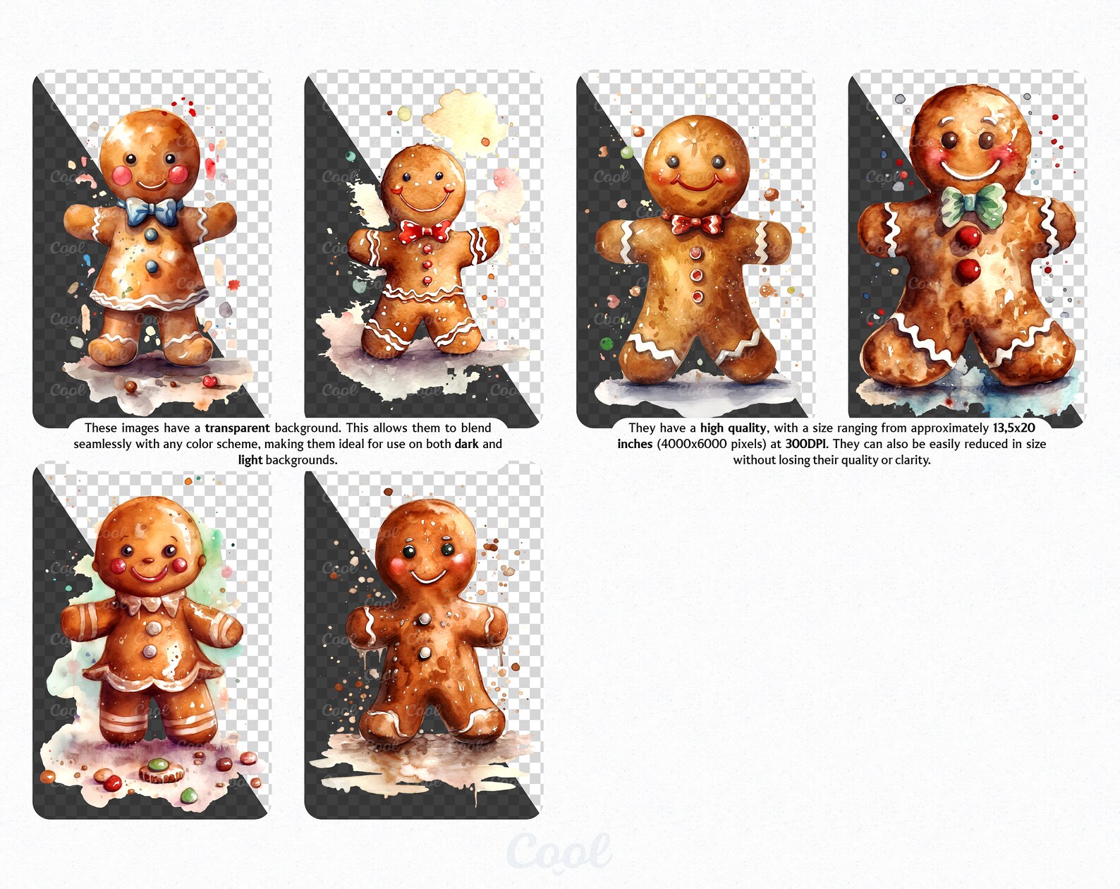 Gingerbread Man Clipart Bundle, 14 Digital PNG, Yuletide Cookie ...