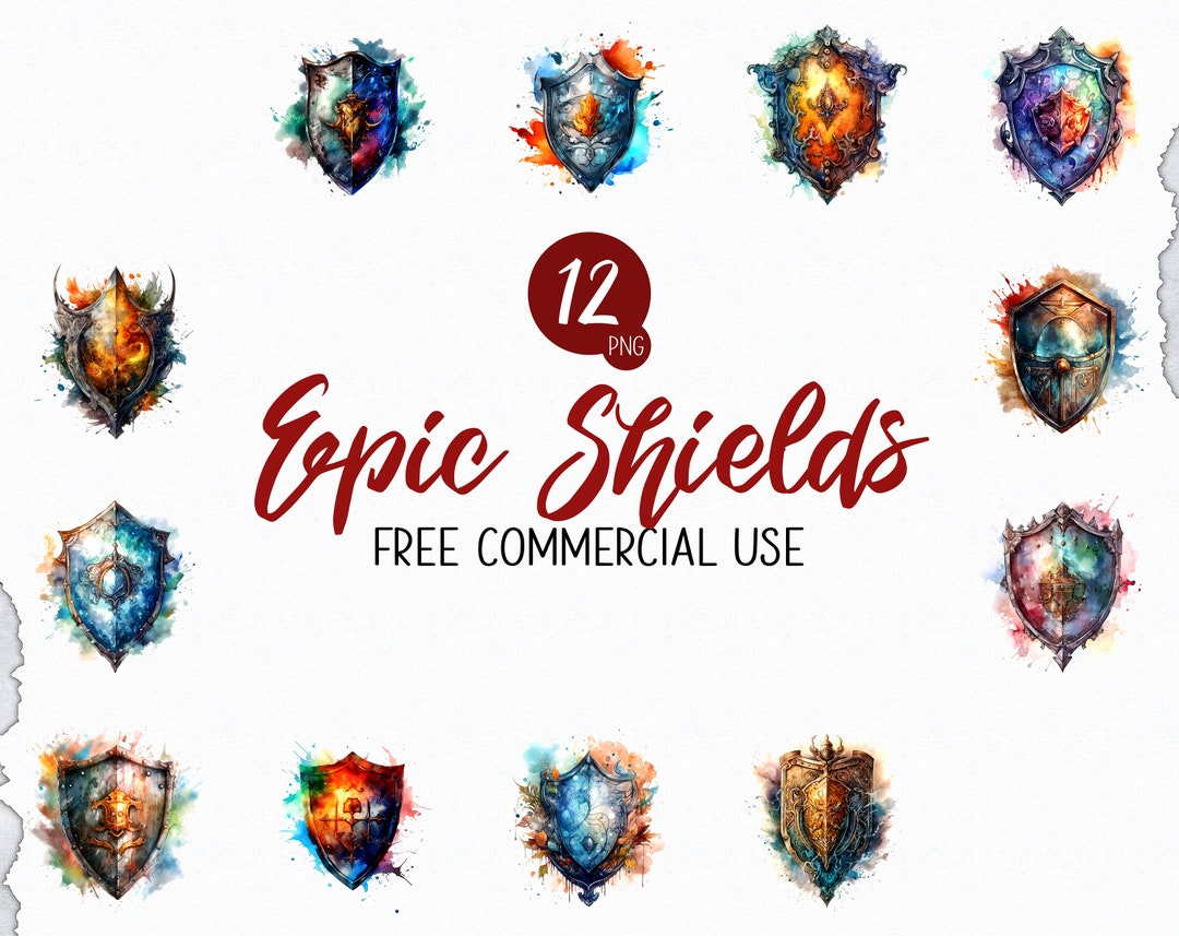 Epic Shield Clipart Bundle 12 Digital PNG Medieval Armored - Etsy