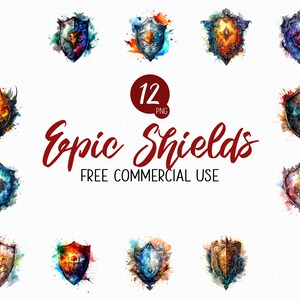 Epic Shield Clipart Bundle 12 Digital PNG Medieval Armored - Etsy