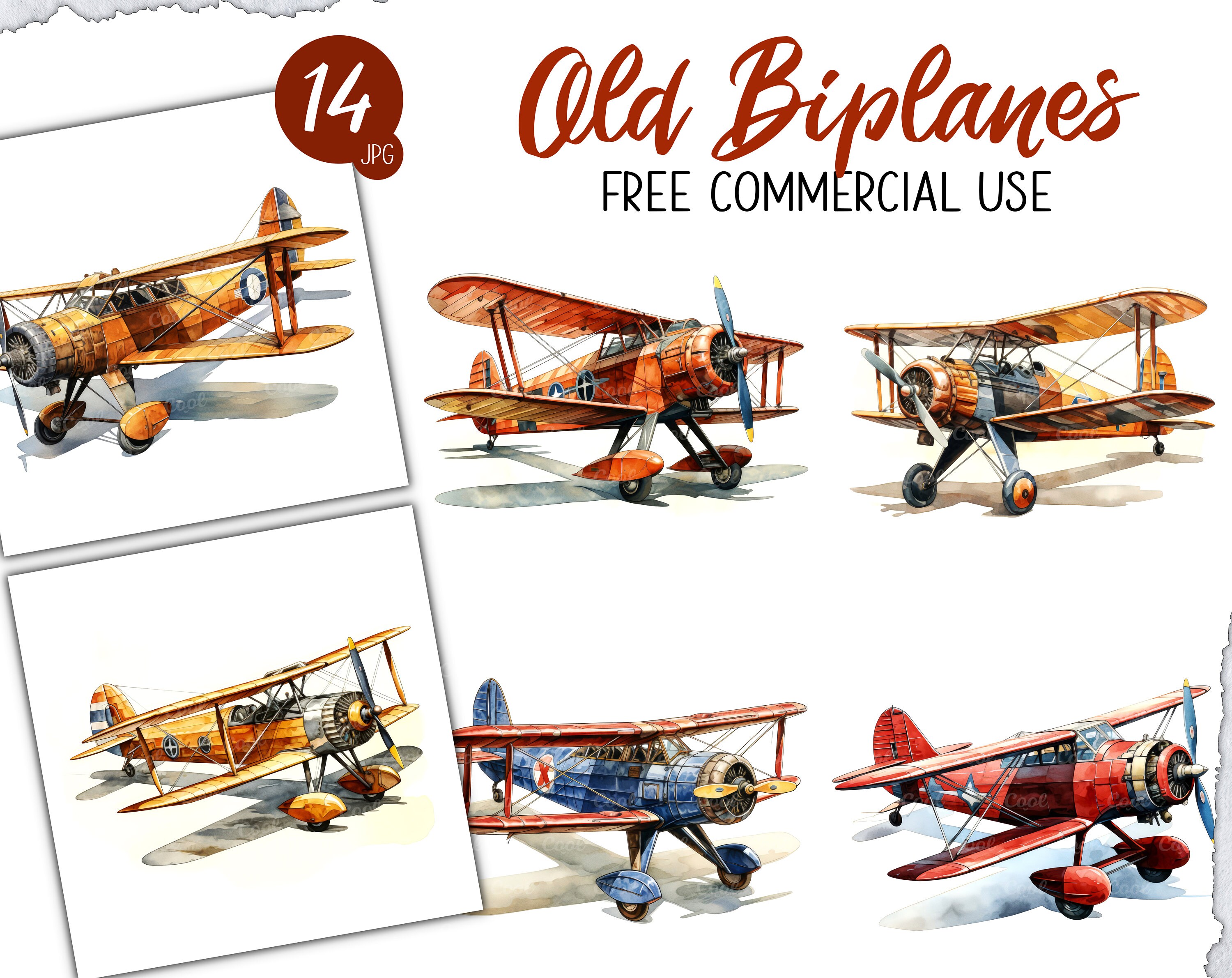Old Biplanes Clipart Bundle 14 Digital JPG Vintage Aircraft - Etsy