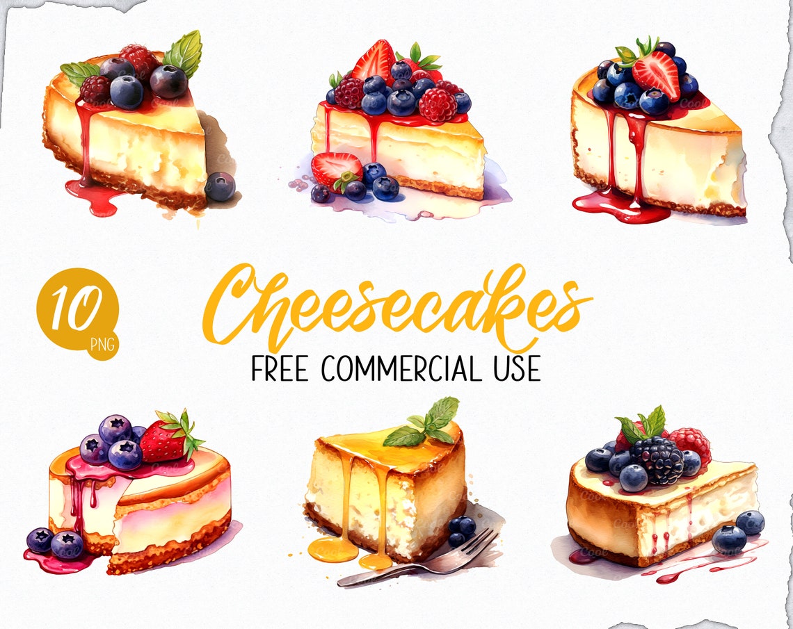 Cheesecake Clipart Bundle 10 Digital PNG Delightfully Creamy - Etsy