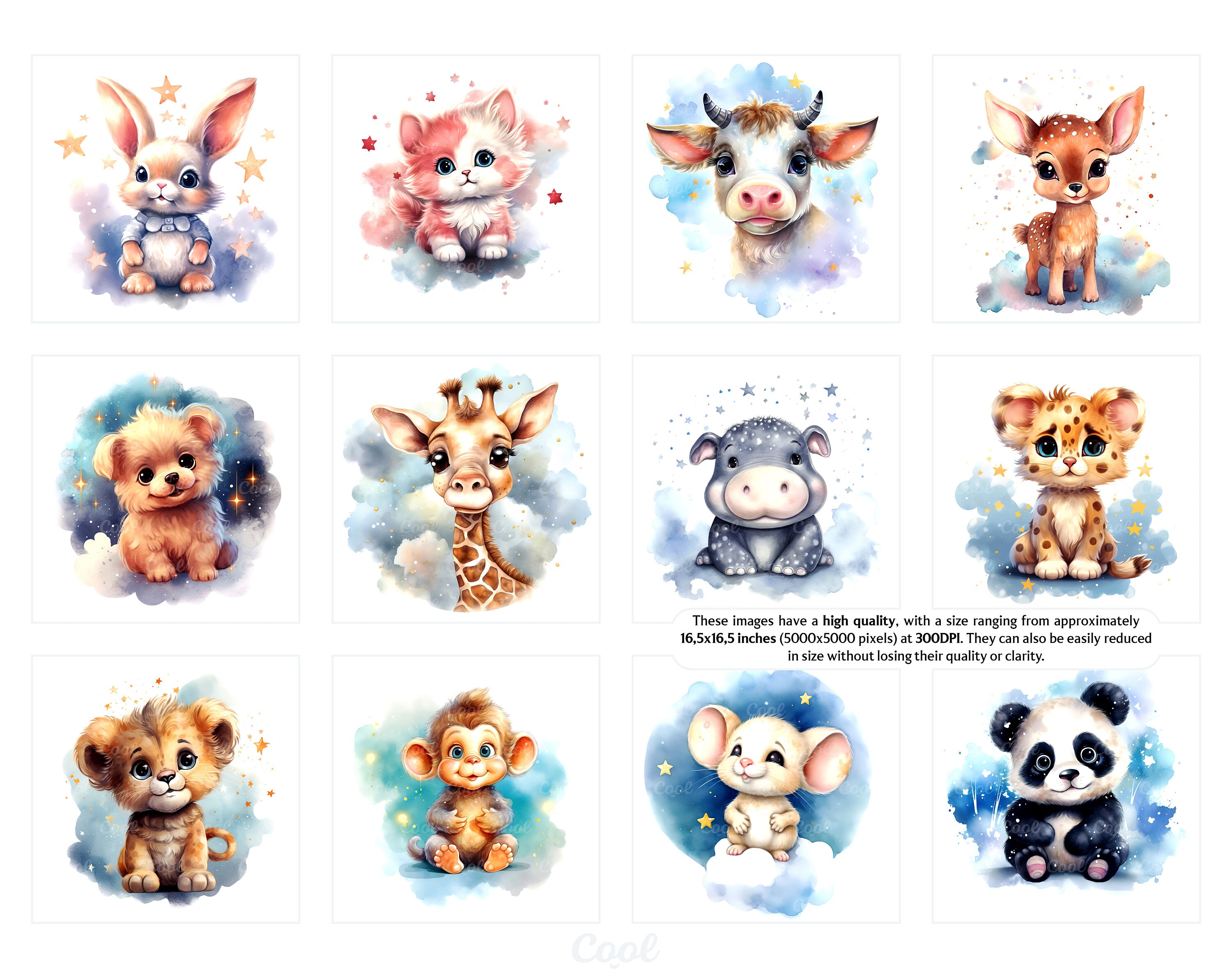 Starry Animal Clipart Bundle, 14 Digital JPG, Constellation Fauna Art ...