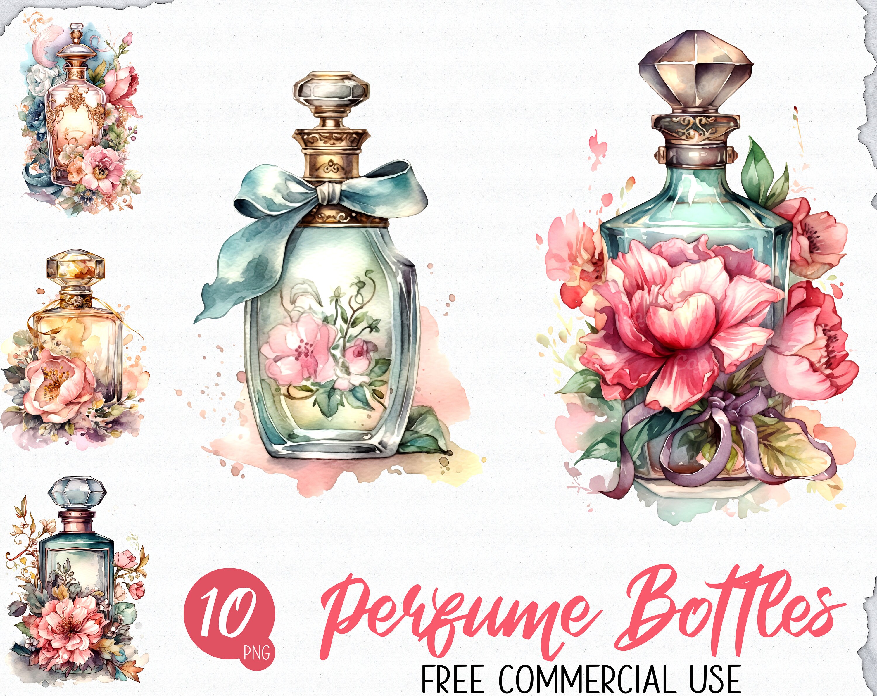 Perfume Bottle Clipart Bundle 10 Digital PNG Luxurious - Etsy