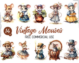 Watercolor Mice in Cups Clipart Cute Rat and Mug Digital - Etsy