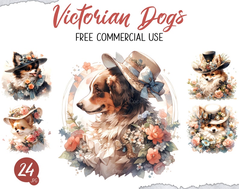 Victorian Dogs Clipart Bundle 24 Digital JPG Antique Canine - Etsy