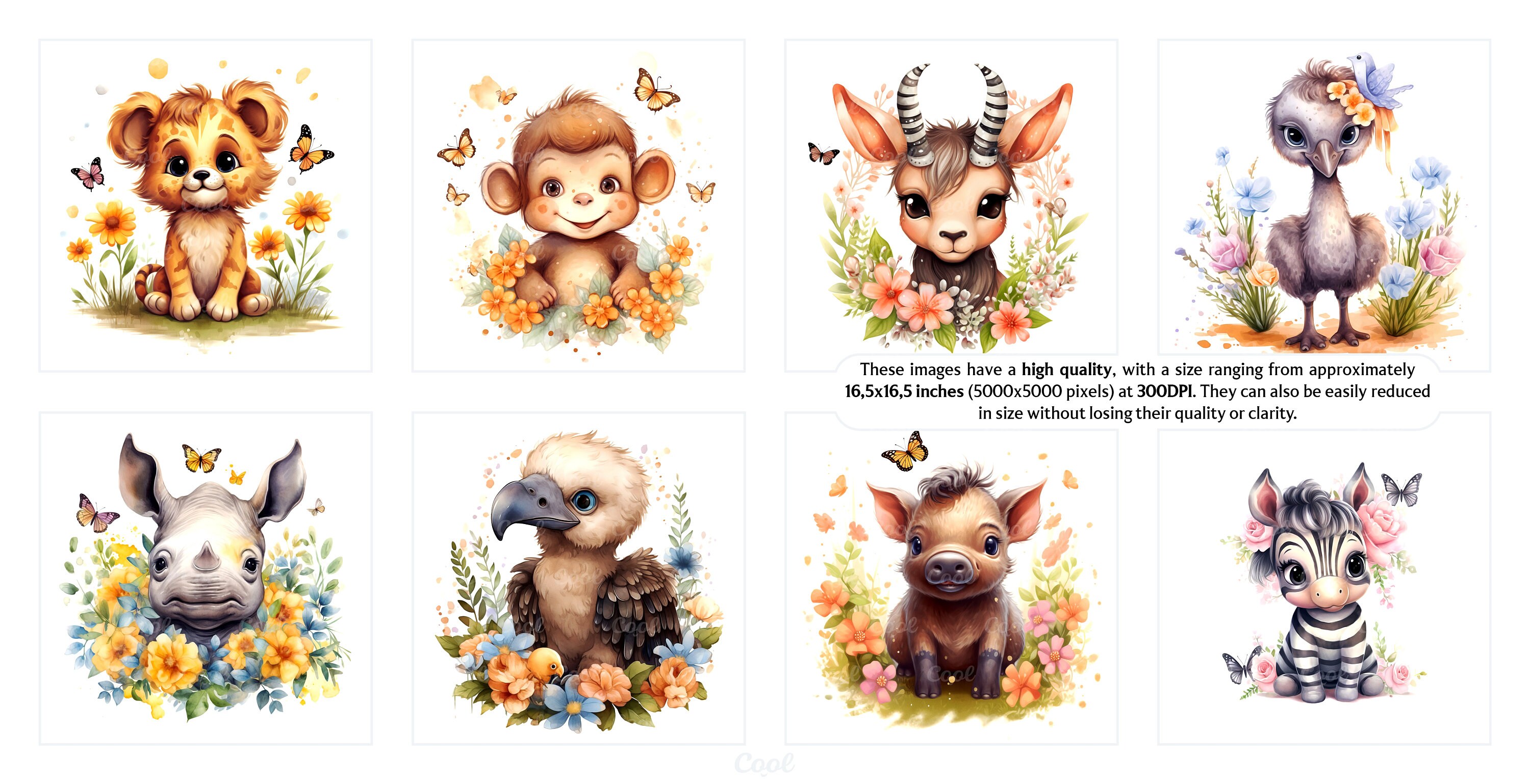 African Animal Collection Clipart Bundle, 20 Digital JPG, Safari Fauna ...