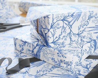 Vintage Chinoiserie Wrapping Paper With Oriental Bird, Dainty Blue ...