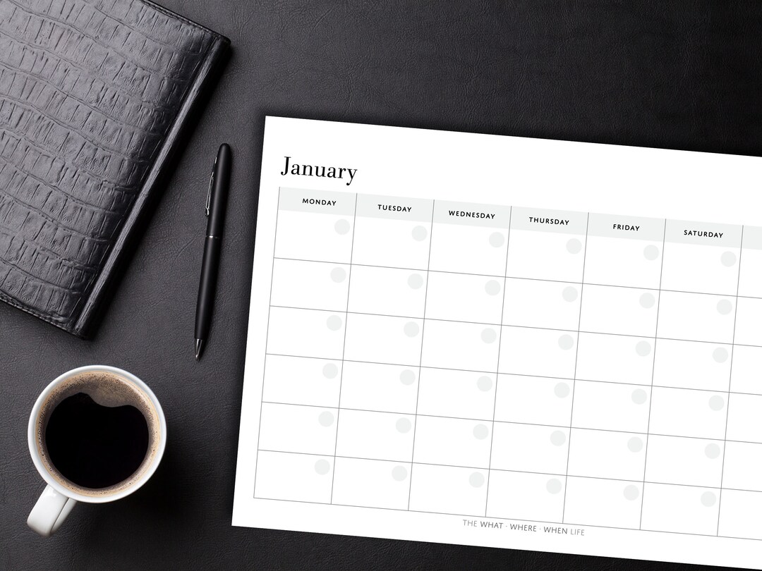 Monthly Planner Printable Monthly Landscape Schedule Monthly Organizer ...