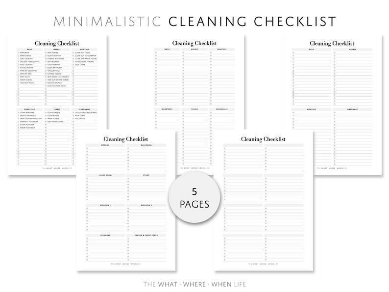 Cleaning Checklist | Printable Cleaning Schedule | Cleaning Planners ...