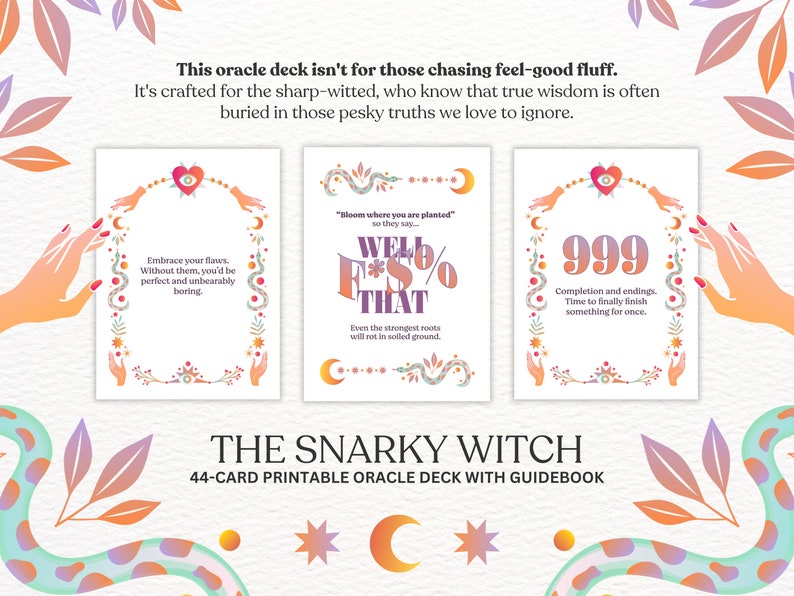 The Snarky Witch Printable Oracle Deck, Printable Oracle Cards, Funny ...