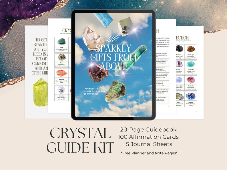 Crystal Guide Kit, Printable Affirmation Cards, Crystal Meaning Cards ...