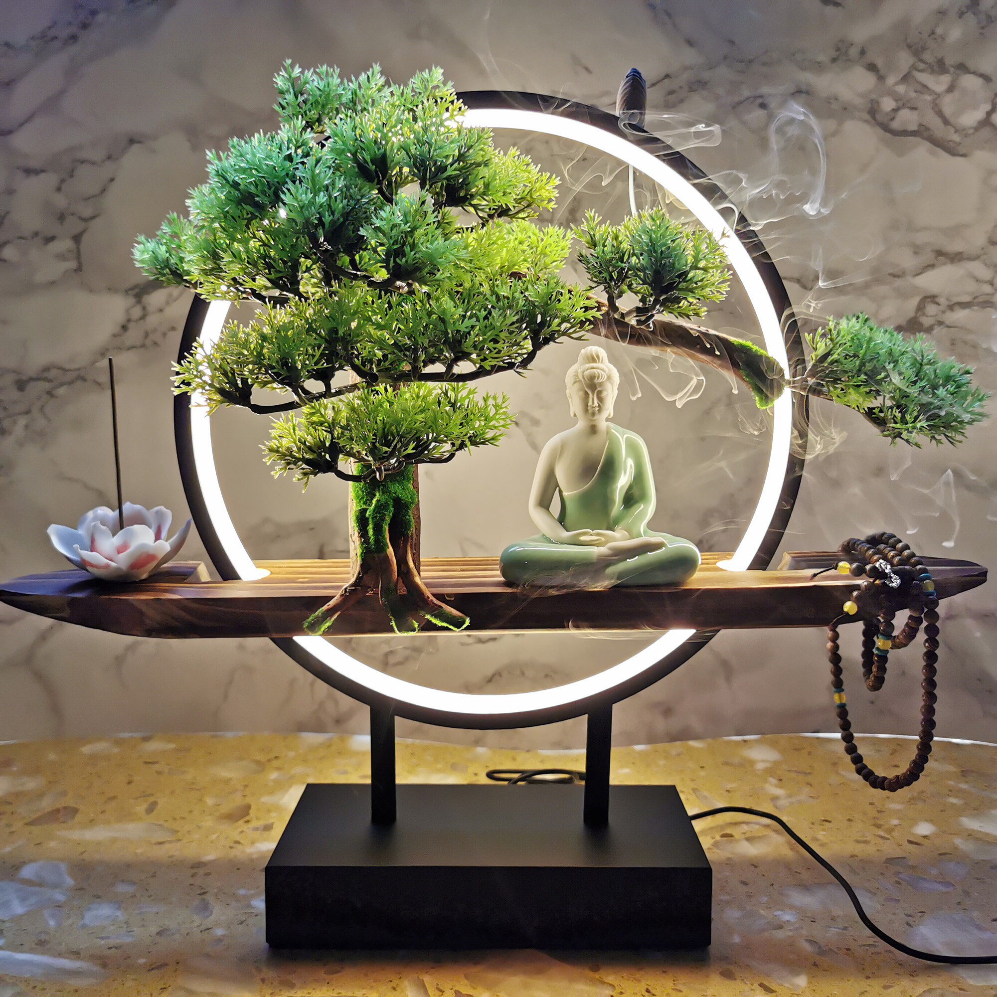 Porcelain Buddha Statue Decorative Set With LED Light Buddha Statue ...