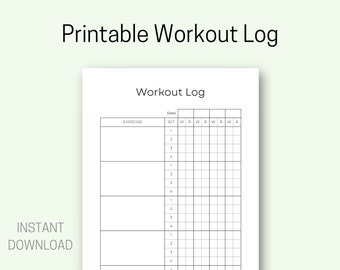 Workout Log Printable, Fitness Planner, Exercise Template, Workout ...