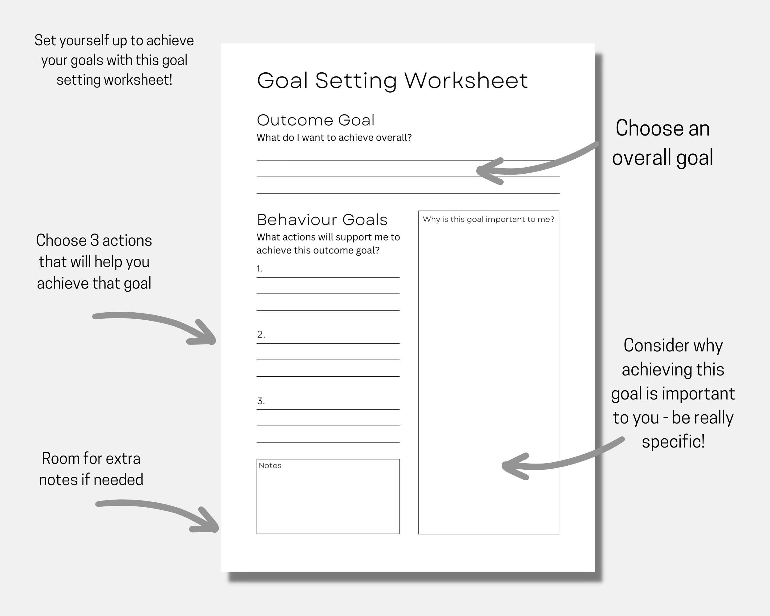 Goal Setting Worksheet Printable, Fitness Journey, Goal Planner ...
