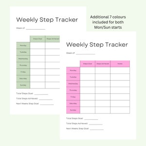 Weekly Step Tracker Printable Template, Step Log, Walking Journal ...