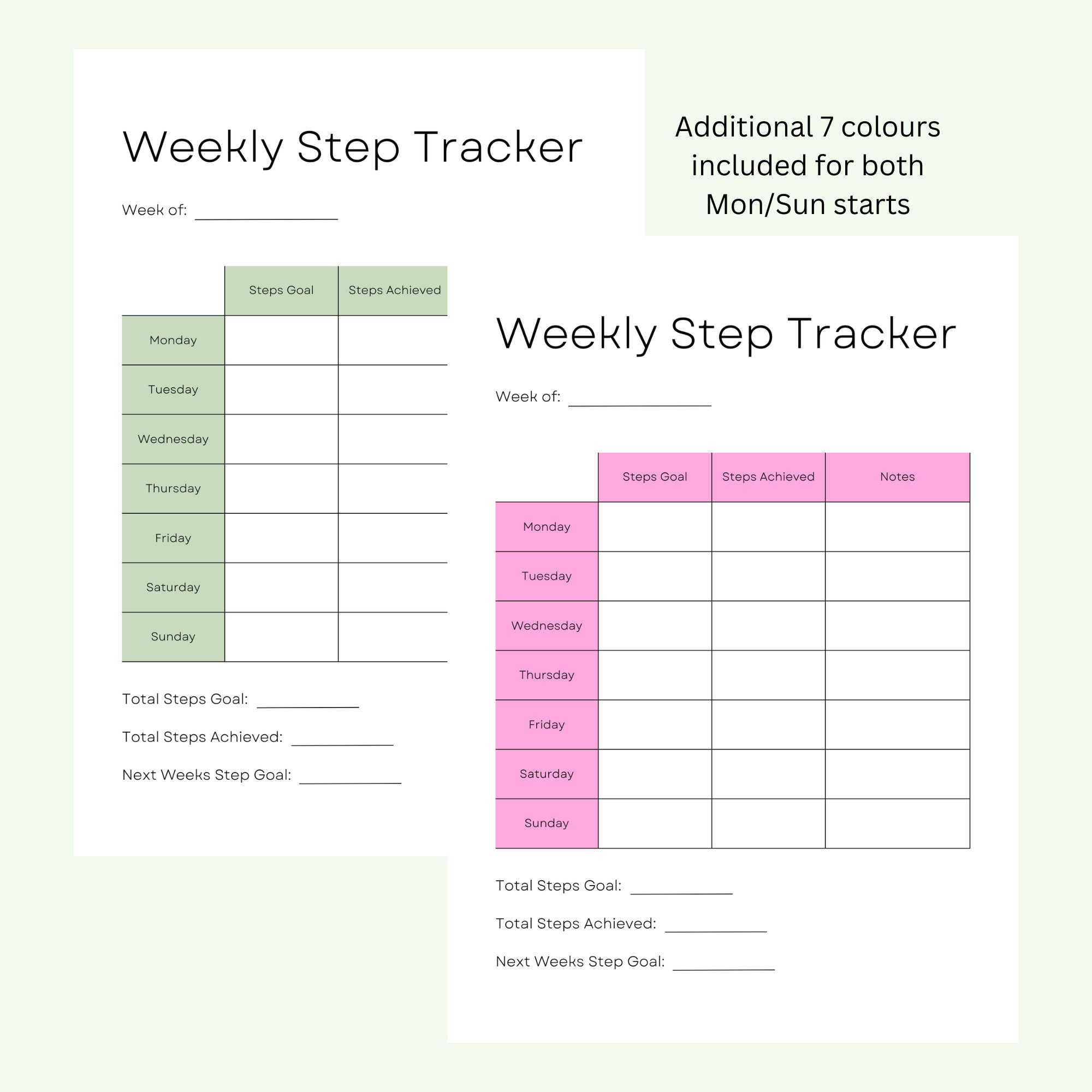 Weekly Step Tracker Printable Template, Step Log, Walking Journal ...