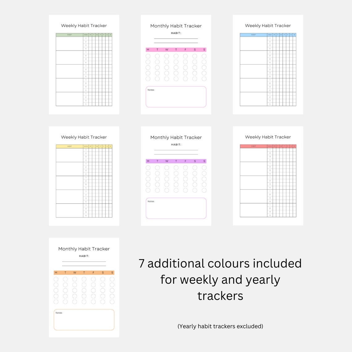 Habit Tracker Bundle, Printable Template, Fitness Tracker, Goal Setting ...