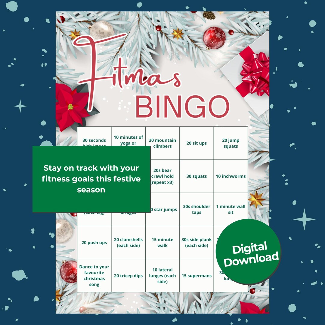Holiday Fitmas Bingo, Christmas Workout Challenge (printable PDF ...
