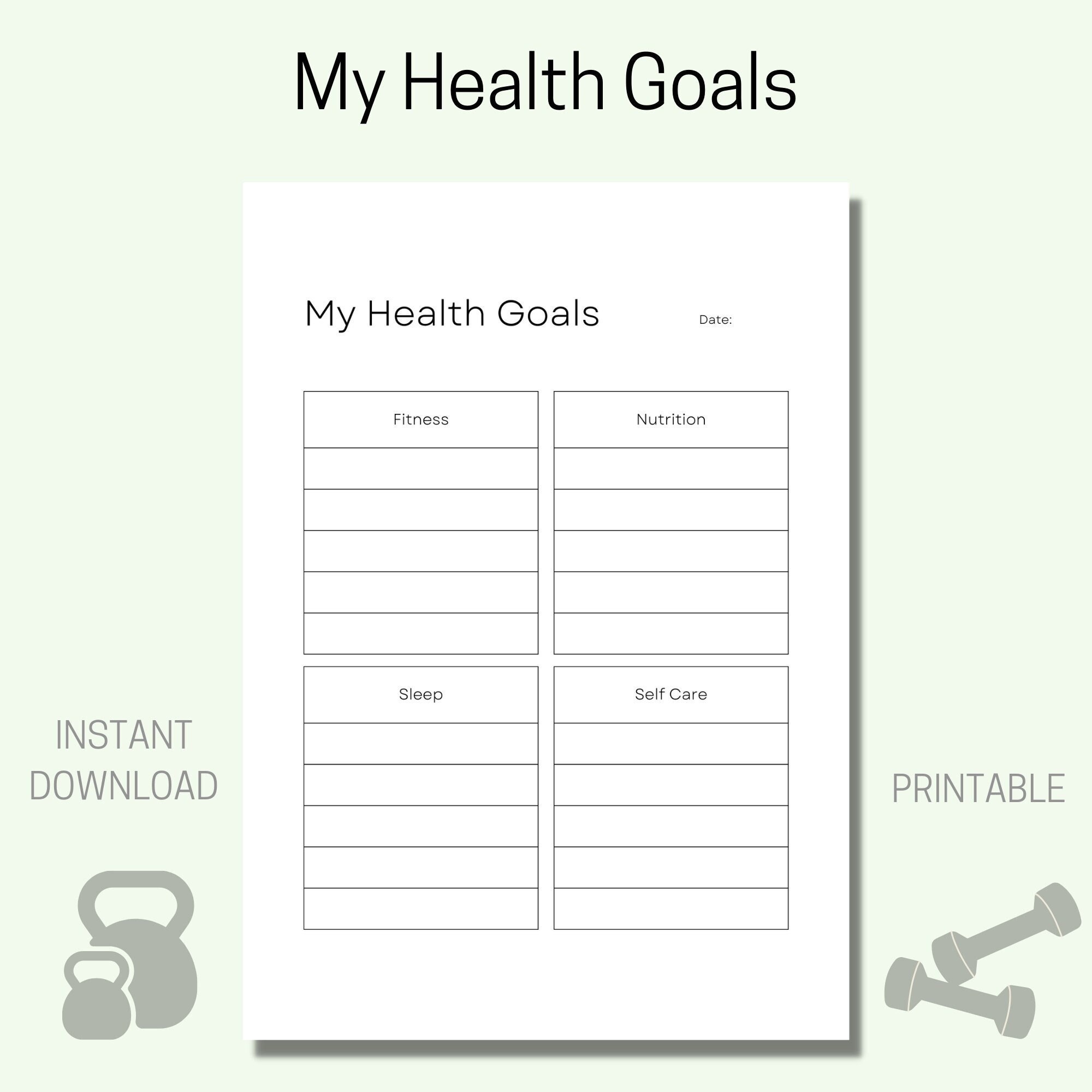 Goal Setting Worksheet Printable, Fitness Journey, Goal Planner ...