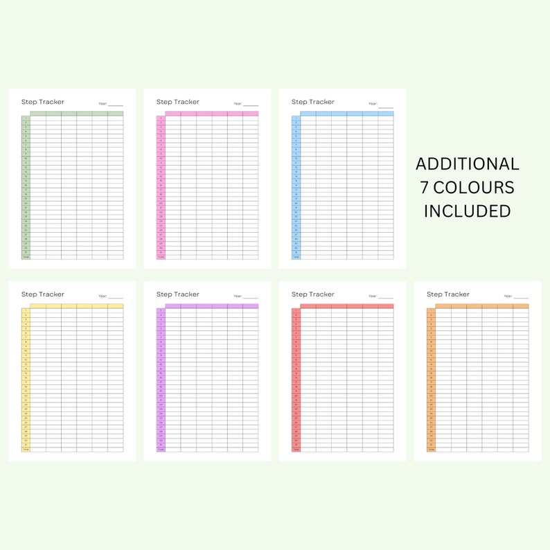 Step Tracker Printable Template, Six Month Step Log, Daily Step Chart ...