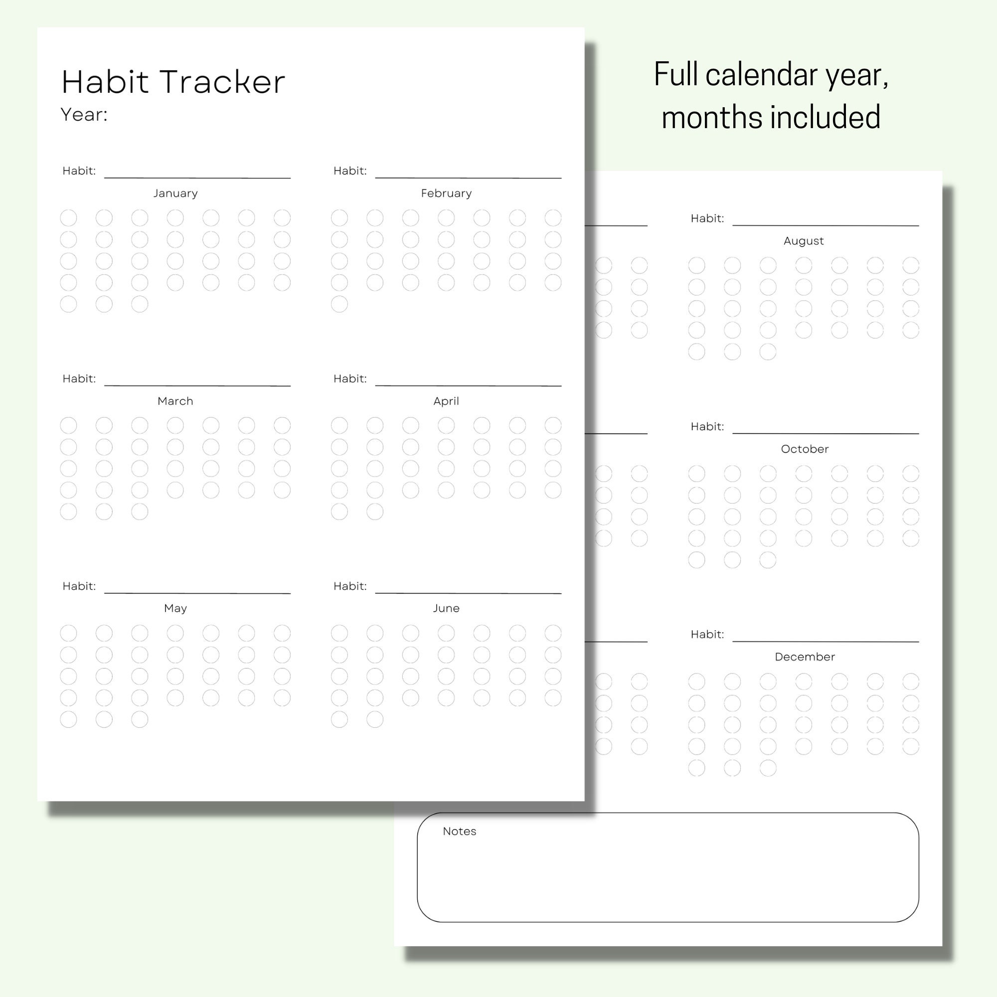 Minimalistic Yearly Habit Tracker Printable, Habit Tracker Template ...