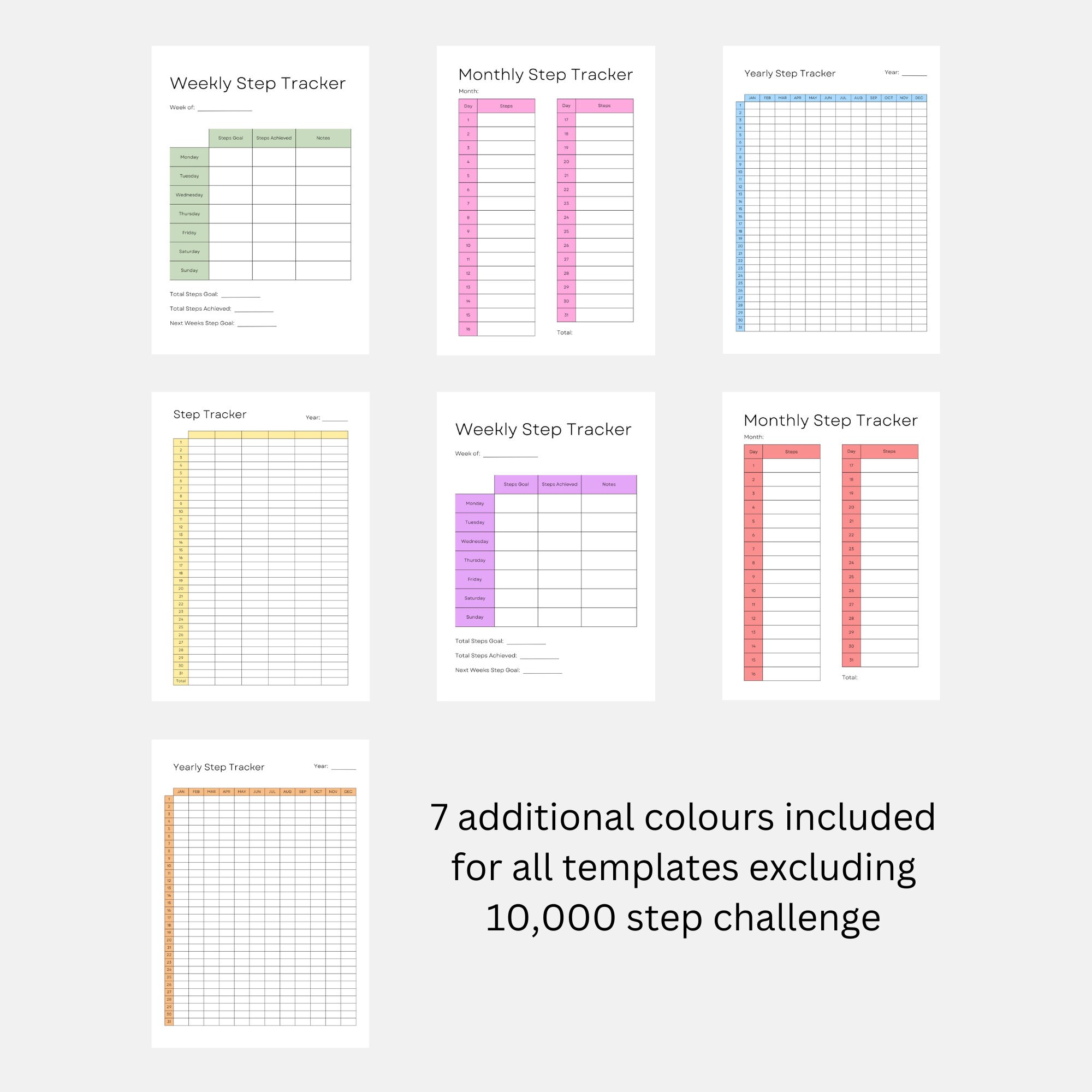Step Tracker Printable Template Bundle, Step Log, Walking Journal ...