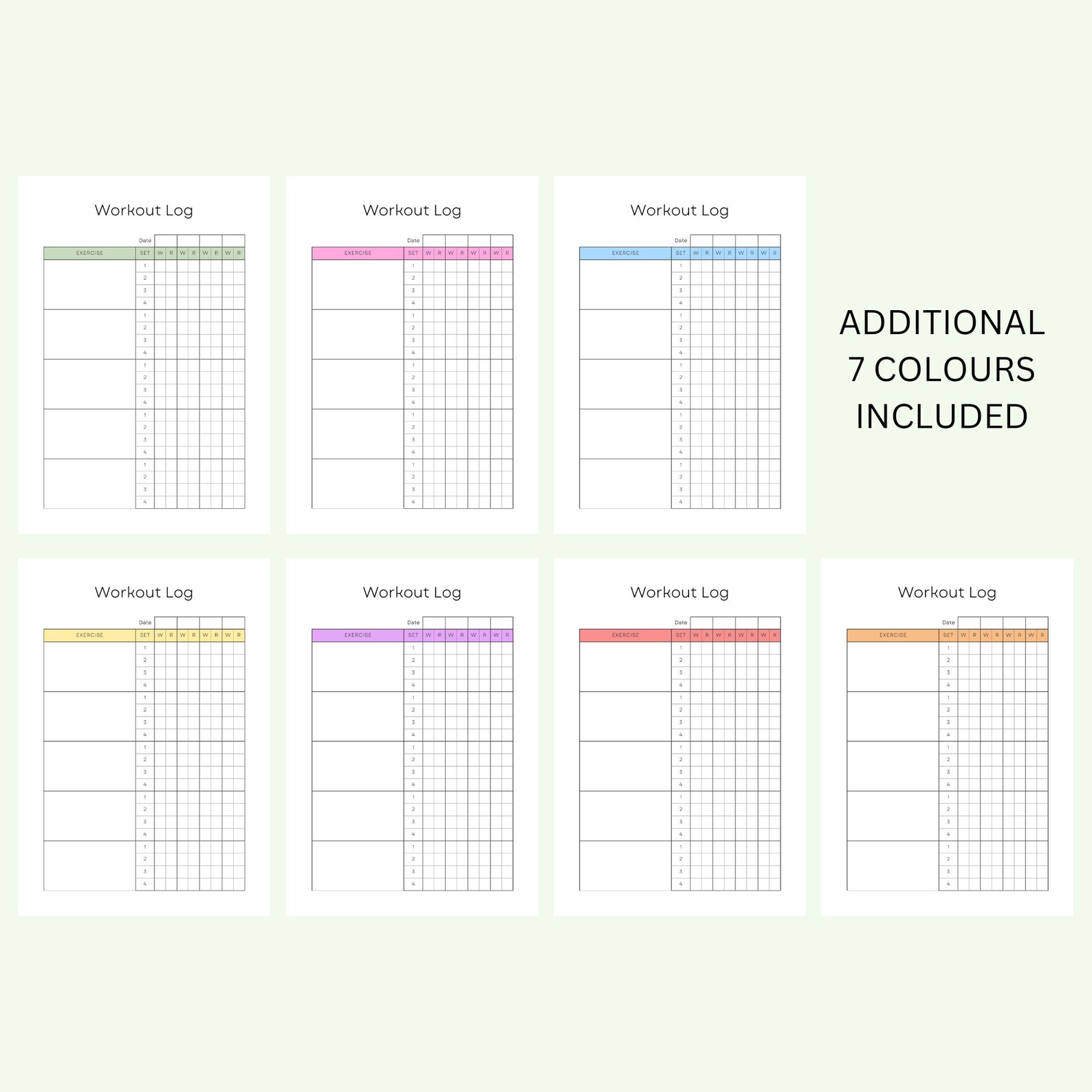 Workout Log Printable, Fitness Planner, Exercise Template, Workout ...