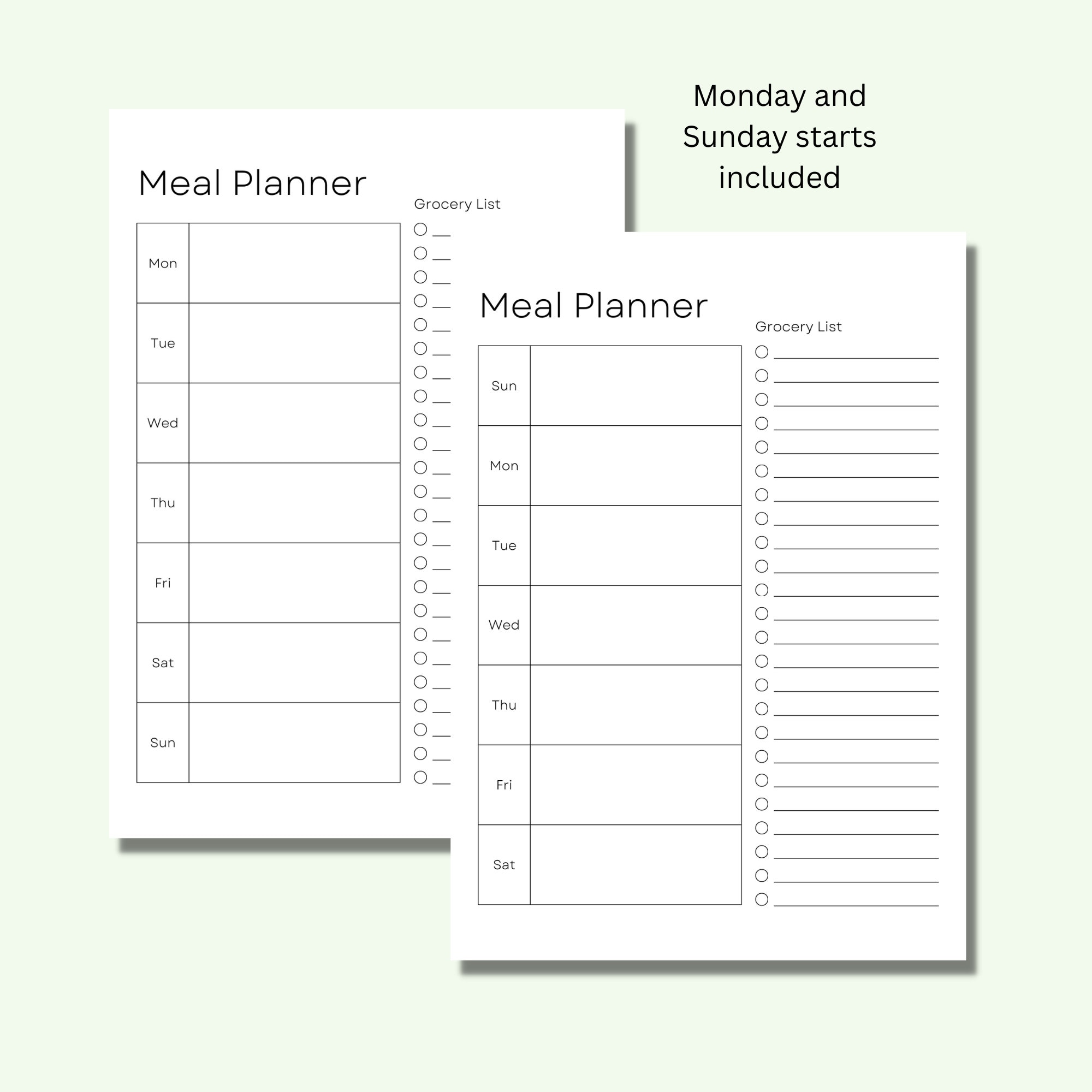 Weekly Meal Planner Grocery List Printable, Weekly Food Prep, Food ...