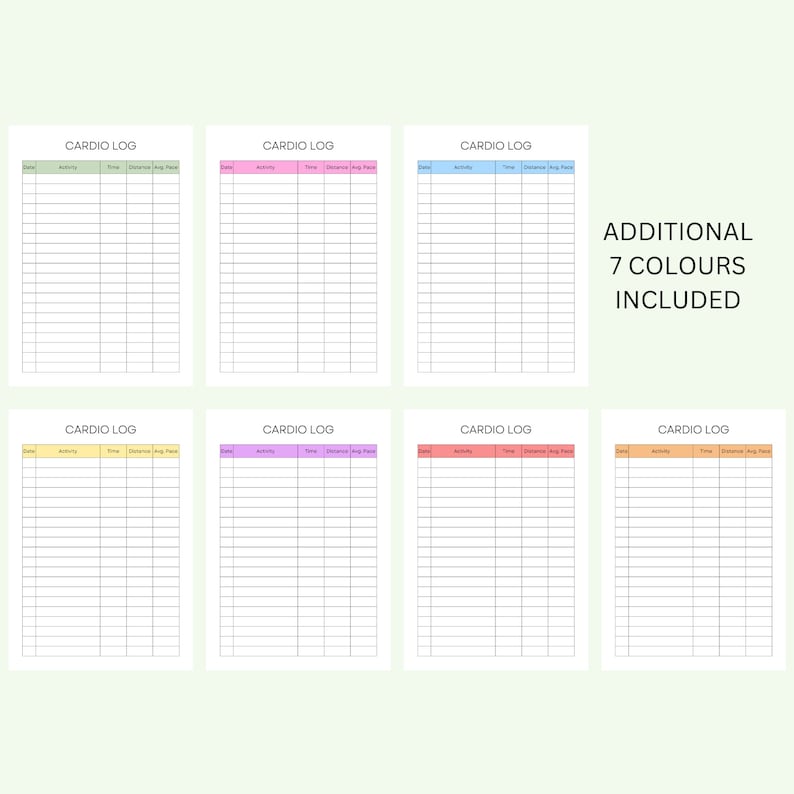 Cardio Log Printable Workout Log Running Tracker Fitness - Etsy