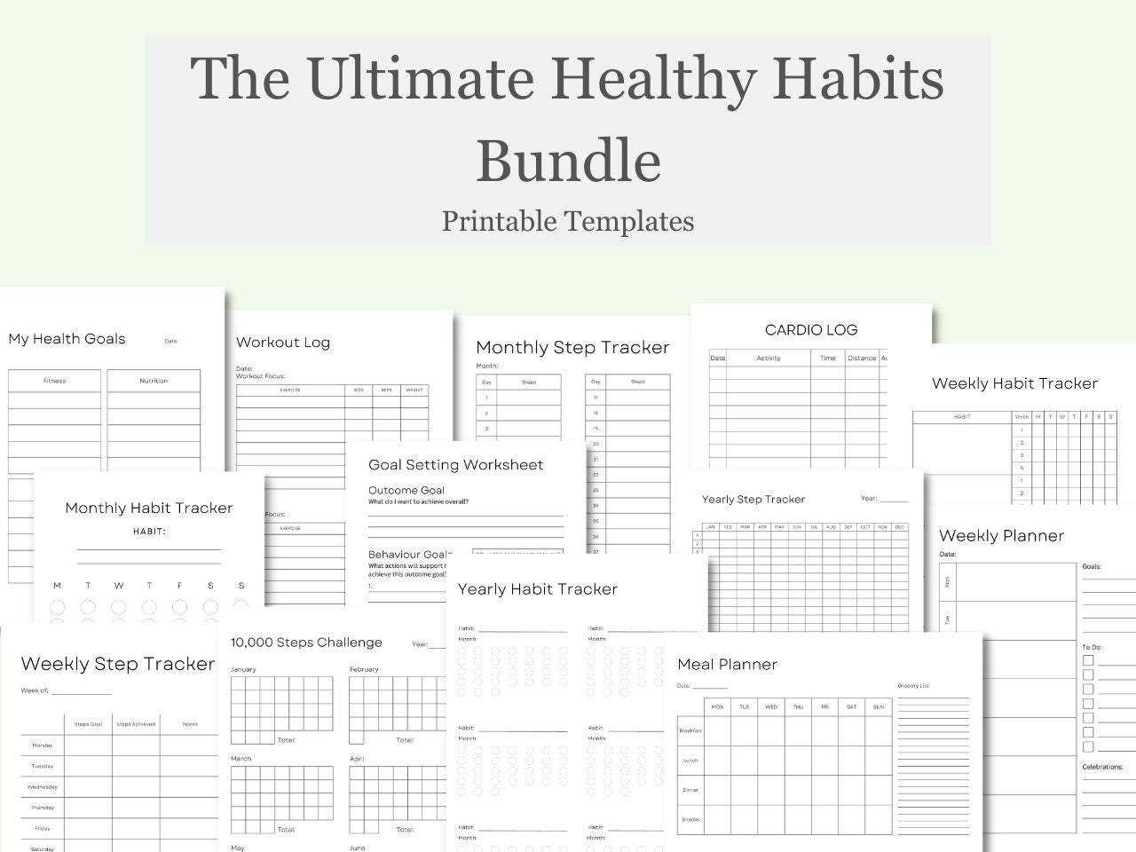 The Ultimate Healthy Habits Bundle, Workout Log, Cardio Log, Habit ...