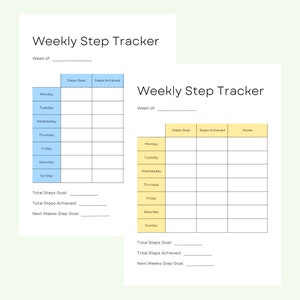 Weekly Step Tracker Printable Template, Step Log, Walking Journal ...