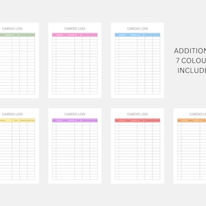 Cardio Log Printable, Workout Log, Running Tracker, Fitness Goals ...