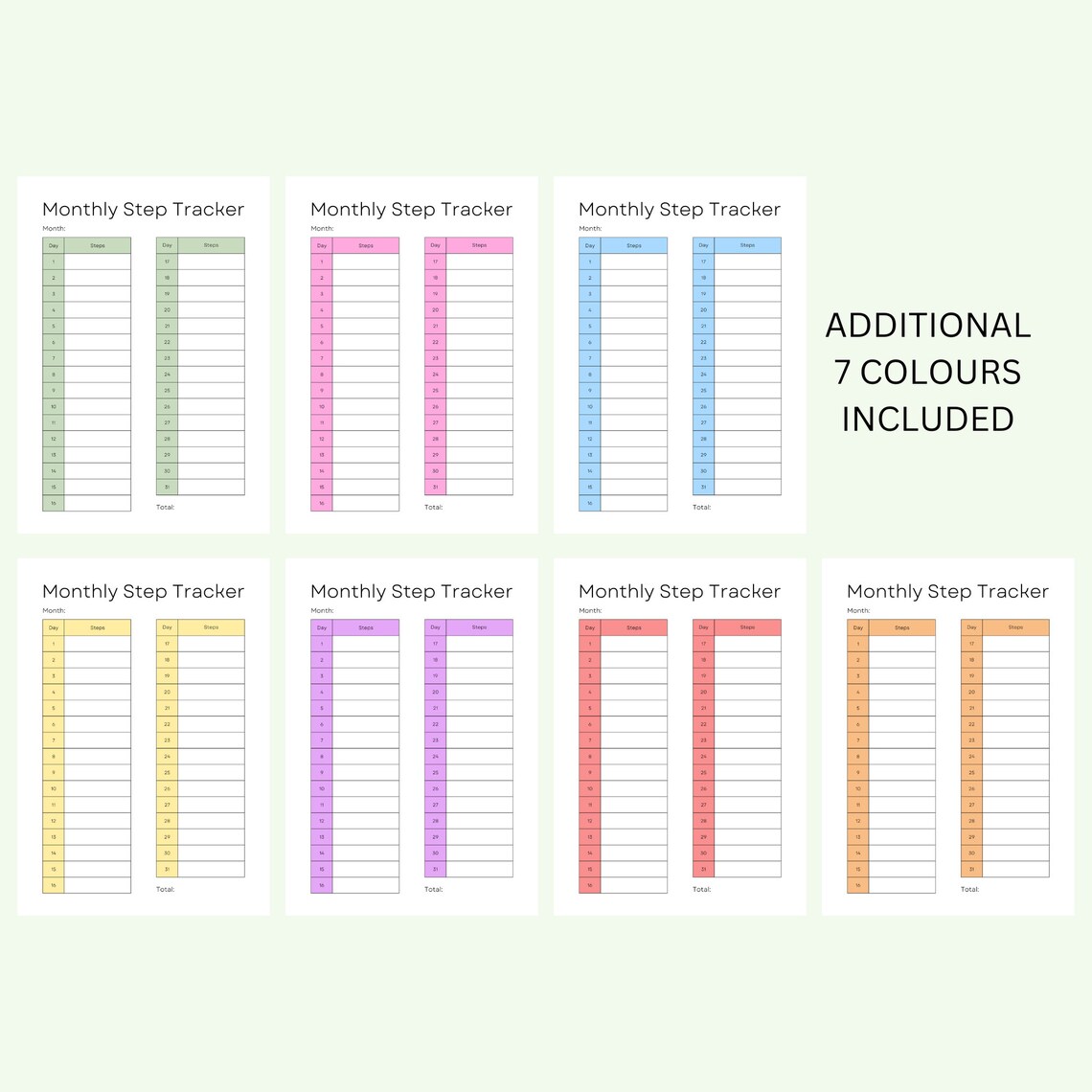 Monthly Step Tracker Printable Template, Step Log, Walking Journal ...