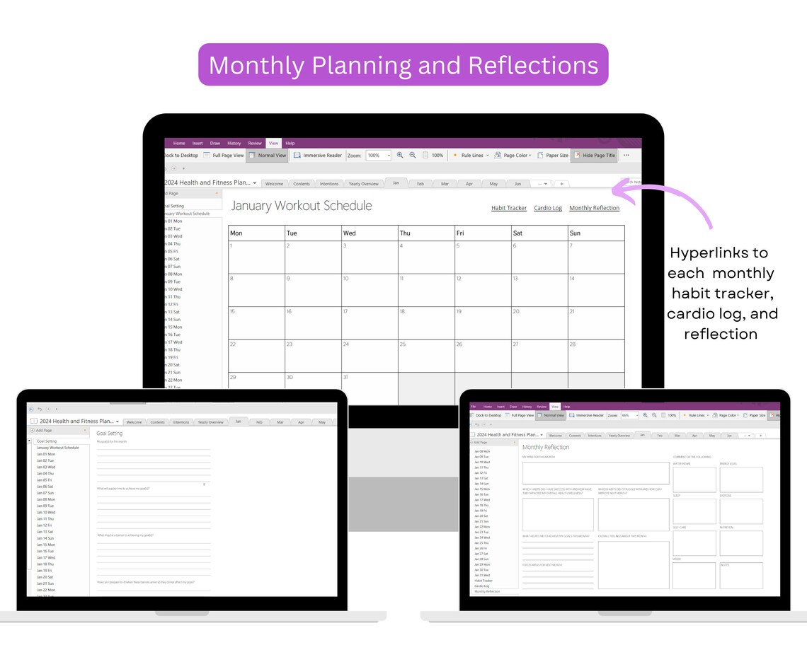 2024 Fitness Planner Onenote, Digital Health Planner, Fitness Journal ...