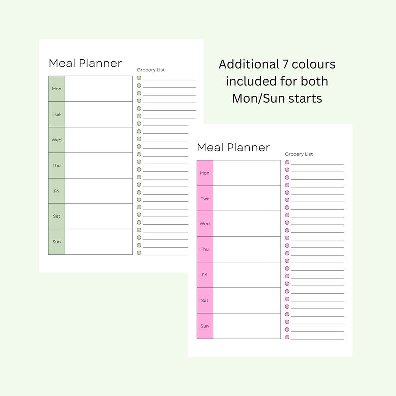 Weekly Meal Planner Grocery List Printable, Weekly Food Prep, Food ...
